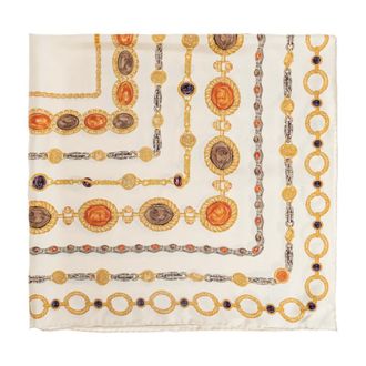 Versace unisex, Accessoires, Beige, Taille: ONE Size Foulard en twill de soie imprim&eacute; 90 cm
