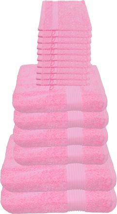 Julie Julsen 16 TLG Handtuchset 2 Badet&uuml;cher 4 Handt&uuml;cher 10 Waschhandschuhe Reine Baumwolle &uuml;ber 30 Farben Babyrosa