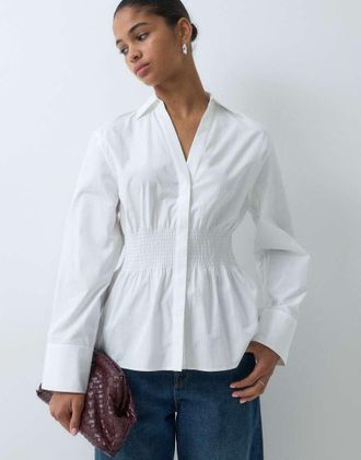 Arket chemise smock&eacute;e en coton blanc