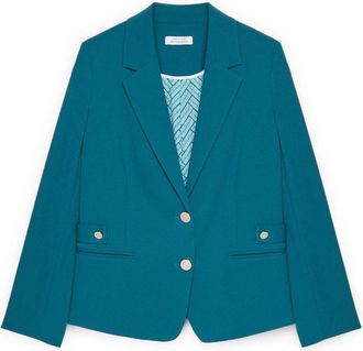 Fiorella Rubino Femme, Vestes, Bleu, Taille: 46 FR Blazer court en tissu extensible