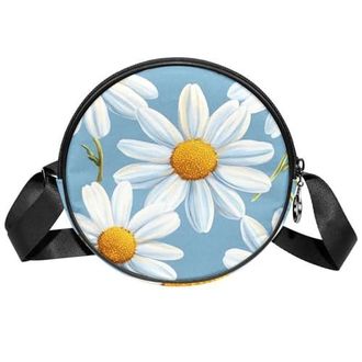 Generic Circle Sac &agrave; bandouli&egrave;re pour femme, marguerite, jaune, blanc, joli petit sac &agrave; dos &agrave; bandouli&egrave;re avec fermeture &eacute;clair, bretelles r&eacute;glables, sac &agrave; ma