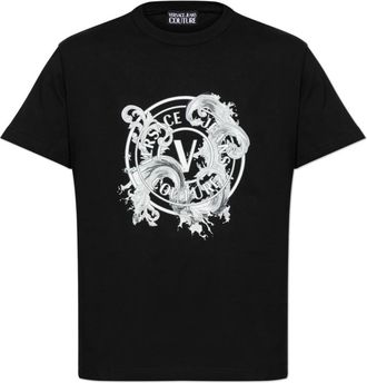 Versace Jeans Couture Homme, Tops, Noir, Taille: 2XL T-shirt en jersey de coton imprim&eacute;