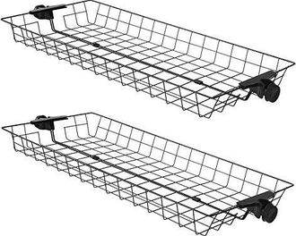 SoBuy Set de 2 Paniers de Rangement Métal pour Système de Penderie Télescopique - Paniers pour Porte-vêtements et Portemanteau FRG34-P02