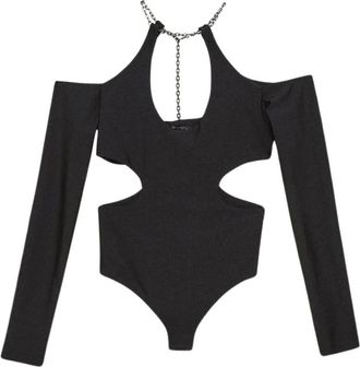 Patrizia Pepe Femme, Tops, Noir, Taille: 36 FR Body en nylon avec col montant