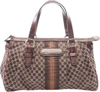 Celine Sac &agrave; main Pre-owned en toile et cuir emboss&eacute; croco Macadam - Femme - Pre-owned - Brun - Taille: ONE Size