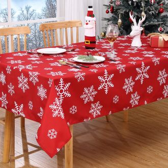 Caromio Tischdecke Weihnachten Rechteckige Weihnachtstischdecke Abwischbare Tischdecke Extra Gro&szlig; Wasserabweisend Tischdecke f&uuml;r Zuhause, Restaurant, Party,13