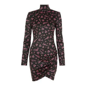 Balmain Figurbetontes Kleid mit Crush-Print - - Dresses - Damen - Schwarzk - XS