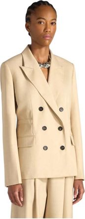 Liviana Conti Femme, Vestes, Beige, Taille: 40 FR Blazer crois&eacute; en gabardine de laine