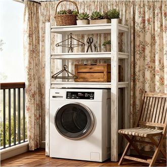 Generic H&ouml;henverstellbares Ablageregal for Waschmaschine und Trockner - Tragbares Stapelset for Waschk&uuml;che, Badezimmer-Organizer und Ablage &uuml;ber der Toilette(