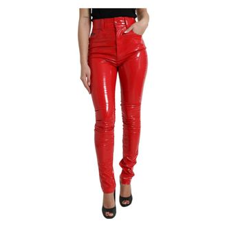 Dolce & Gabbana High Waist Skinny Hose - - Trousers - Damen - Rot - XS