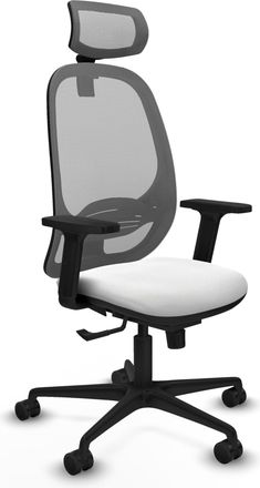 Piqueras y Crespo B&uuml;rostuhl mit 2D-Armlehnen, h&ouml;henverstellbare Lendenwirbelst&uuml;tze und h&ouml;henverstellbares Kopfteil, Grau/Wei&szlig;