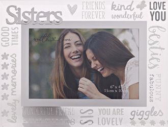 Widdop and Co 3D-Glas-Bilderrahmen mit Aufschrift With Love, Schwestern, 15,2 x 10,2 cm, horizontale Einzel&ouml;ffnung, freistehende Staffelei auf der R&uuml;ckseite, Erinne