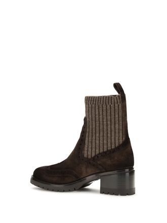Santoni Womens Boots Ferret Suede Dark Brown