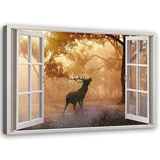 Feeby Impression sur Toile 60x40 cm Decoration Chambre - Decoration Murale Paysage - Nature Fen&ecirc;tre - Decoration Maison - Moderne - Toile Peinture - Art - P