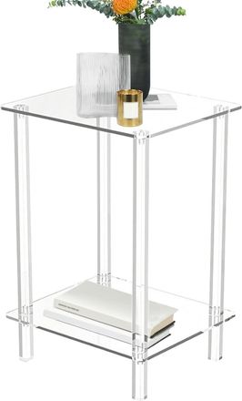 Generico Transparenter Beistelltisch f&uuml;r Wohnzimmer, 30 x 25 cm, Struktur mit integrierter Aufbewahrung, moderner Nachttisch oder Snacktisch, zur Dekoration de