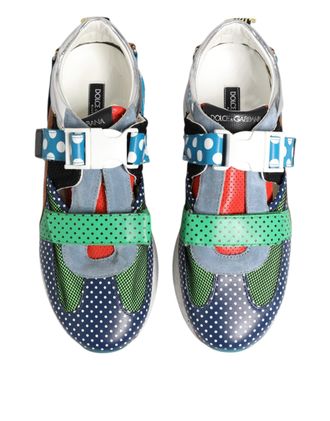 Dolce & Gabbana Mens Multicolor Leather Low Top Sneakers Shoes Calfskin