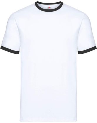 Fruit Of The Loom Valueweight Ringer T Herren T-Shirt, Farbe:wei&szlig;/schwarz, Gr&ouml;&szlig;e:2XL