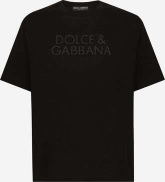 Dolce & Gabbana T-shirt Aus Baumwolle Mit Logostickerei - Mann T-shirts Und Polos Schwarz 52