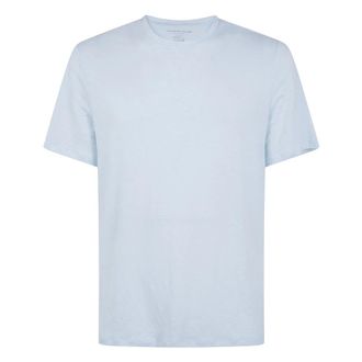 Majestic Filatures Homme, Tops, Bleu, Taille: S Pull uni &agrave; manches courtes et col rond