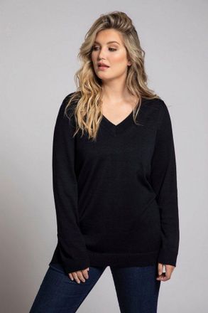 Ulla Popken Strickpullover Pullover V-Ausschnitt Langarm weicher Feinstrick