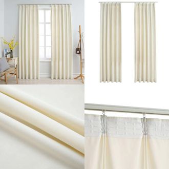 vidaXL Verdunkelungsvorh&auml;nge mit Haken 2 Stk. Samt Creme 140x225cm - Elegante Vorh&auml;nge - Samtvorh&auml;nge - Cremefarbene Vorh&auml;nge - Wohnraumdekoration