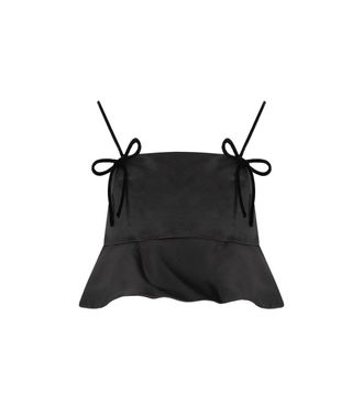 Ganni TOP EN SATIN NOIR GANNI