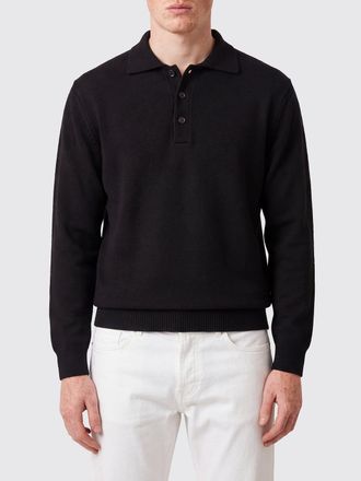 Paolo Pecora Lang&auml;rmliges Wollstrick-Poloshirt mit 3-Knopf-Leiste