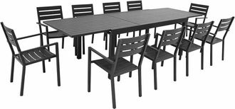 Happy Garden Happy Garden - Salon de jardin extensible 10 places de 180/300cm aluminium anthracite venezia