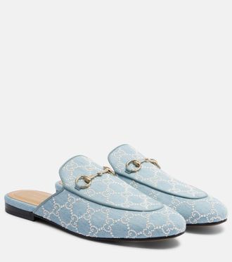 Gucci Mules Princetown GG &agrave; ornements de perles fantaisie