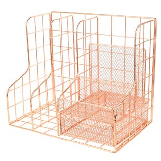 BESTONZON TOVINANNA Metall Dokumenten Organizer Ros&eacute;gold Schreibtisch Aufbewahrung B&uuml;ro Zubeh&ouml;r Multifunktionaler Briefhalter mit Gro&szlig;em Fassungsverm&ouml;gen f&uuml;r Ef