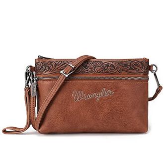 Montana West Wrangler Clutch Wristlet Purse Western Sac à bandoulière pour femme, Motif marron