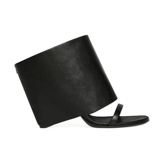 Courr&egrave;ges Oblique Wedged Leder-Mules - - Shoes - Damen - Schwarzk - 38 EU
