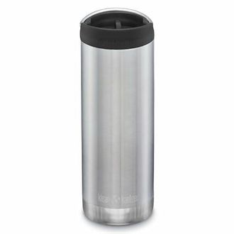 Klean Kanteen TKWide Gobelet &agrave; caf&eacute; isotherme avec bouchon de caf&eacute; - Gobelet &agrave; caf&eacute; en acier inoxydable bross&eacute; - 473,2 ml