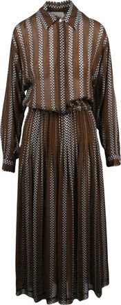 Crida Milano Femme, Robes, Brun, Taille: 36 FR Robe longue pliss&eacute;e en voile