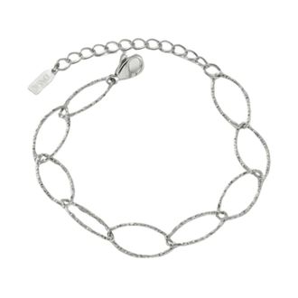 Dansk Copenhagen Ragna Waterproof Silver Stainless Steel Oval Link Bracelet - Structured Finish - Femme - Accessoires - Gris - Taille: ONE Size