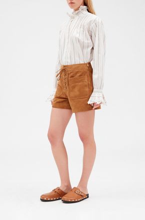 Claudie Pierlot Short cuir suede camel