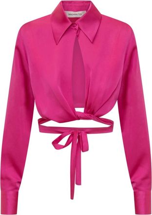 Nineminutes Femme, Blouses et Chemises, Rose, Taille: 36 FR Satin Shirt