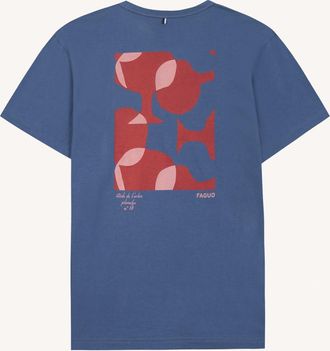 Faguo T-shirt bleu imprimé dos coton - LUGNY