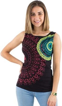 Coline Débardeur Femme Ethnique Larges Bretelles - Couleur : Blanc - Taille : XXL