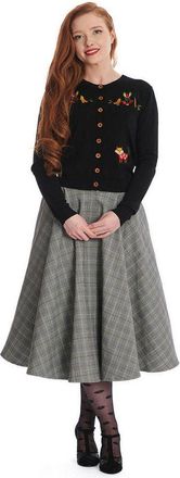 Banned Strickjacke Scandi Fox Cardigan Schwarz Vintage Fuchs Rockabilly