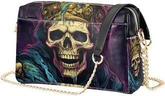 Mnsruu Sacs à bandoulière pour femme, motif tête de mort avec couronne, sac à main en cuir