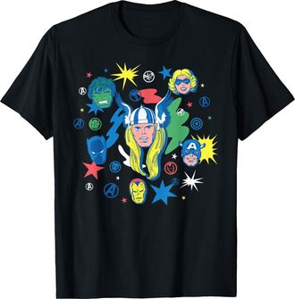 MARVEL Super Heroes Avengers Thor Big Face Retro T-Shirt