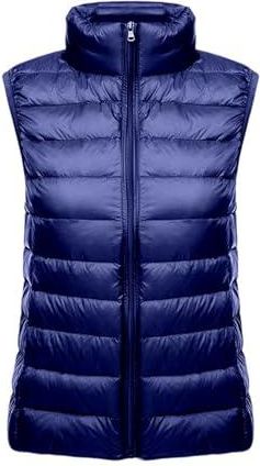 Generic 2026 Vestes l&eacute;g&egrave;res en duvet pour femme - Veste dhiver chaude sans manches matelass&eacute;e avec coupe ajust&eacute;e et design court, bleu marine, 4XL