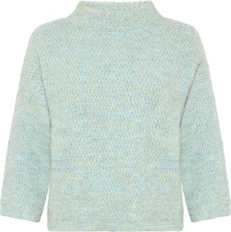 Cartoon Damen Strickpullover mit Stehkragen 42, Light Blue/Cream