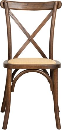 Biscottini International Stuhl aus Holz und Rattan im Bistro-Stil mit Kreuz-R&uuml;ckenlehne - St&uuml;hle f&uuml;r K&uuml;che, Esszimmer, Bar und Restaurant Thonet - Vintage-St&uuml;hle - Stapelstuhl