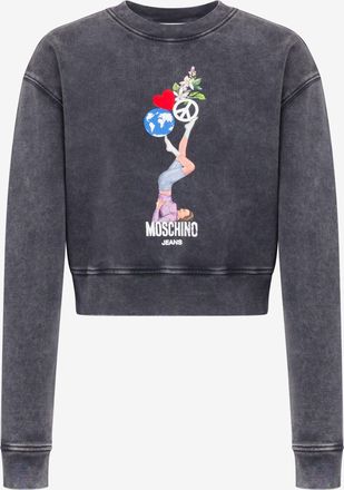 Moschino Sweat-shirt en coton imprim&eacute; - Gris