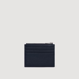Sandro Porte-cartes zipp&eacute; en cuir grain&eacute;