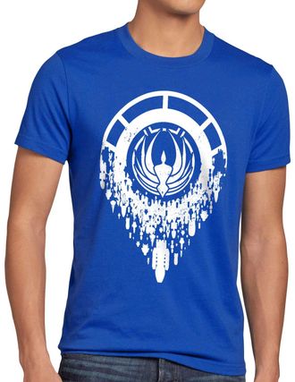 style3 Battlestar &Uuml;bermacht Herren T-Shirt Galactica Raumschiff, Gr&ouml;&szlig;e:XL, Farbe:Blau