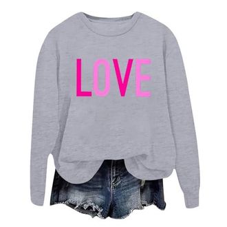 Generic Pull à capuche pour femme avec imprimé lettres et col rond pour lautomne et lhiver, gris, XXL