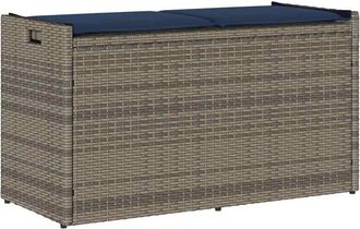 vidaXL Vidaxl - Outdoor-Sitzbank mit Stauraum und Kissen Grau 100 cm